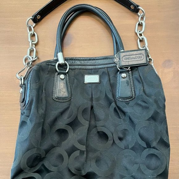 Coach | Bags | Coach Canvas Bag With Silver Chain | Poshmark